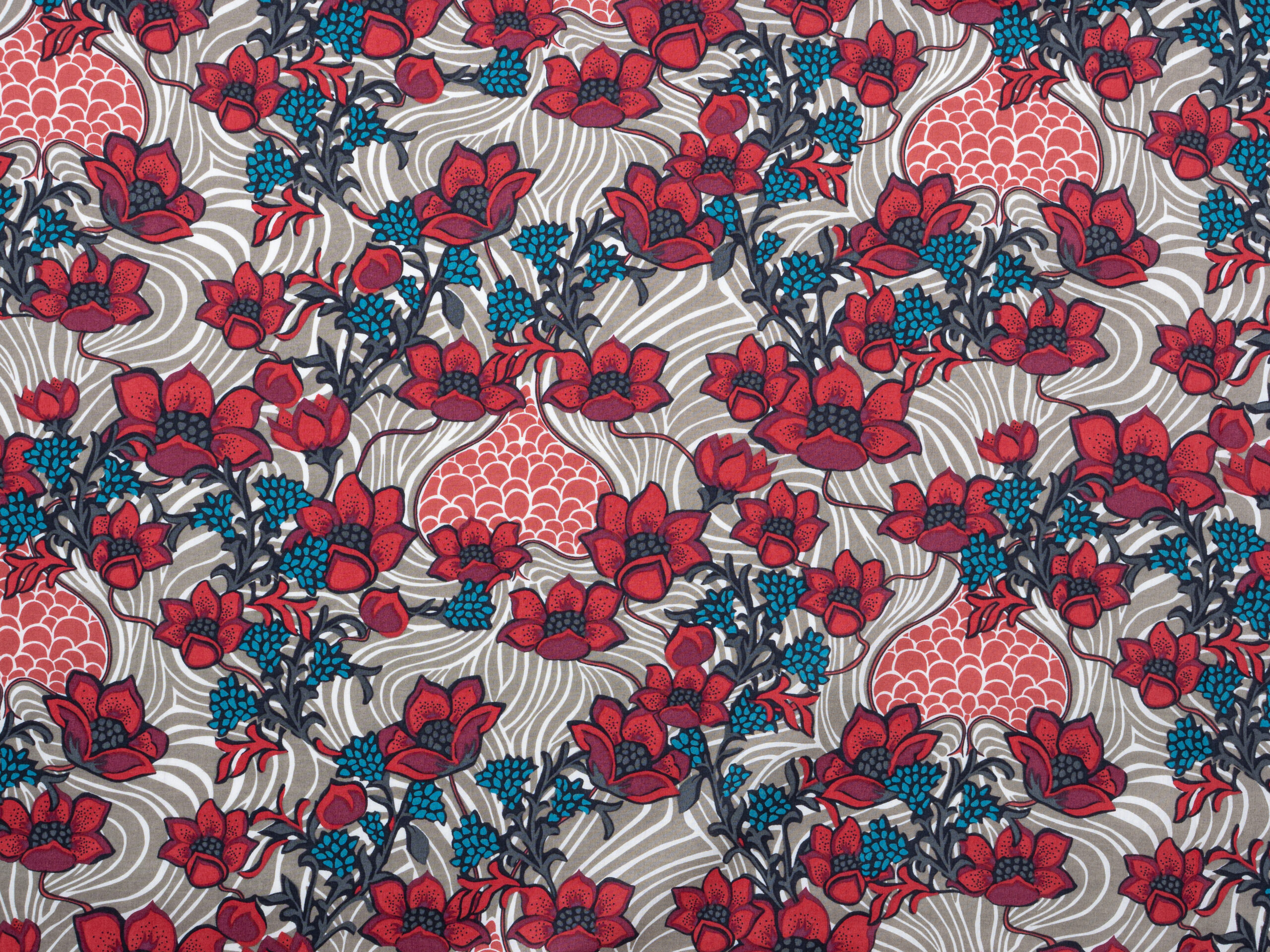Seasonal Red Floral Tana Lawn® Cotton - Shaukat Fabrics
