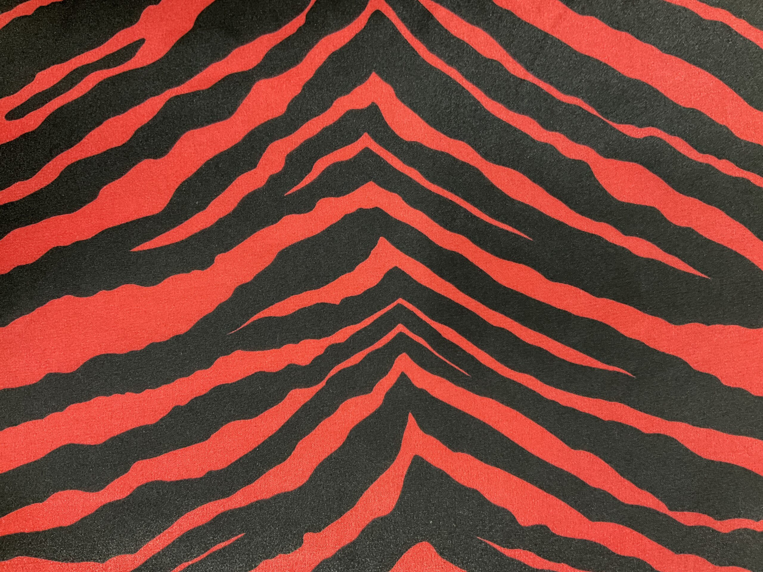 Zebra Red Printed Polyester Satin - Shaukat Fabrics